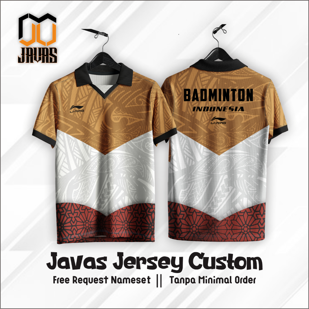 Jual BAJU JERSEY BADMINTON BERKERAH FULL PRINTING CUSTOM NAMA LOGO ...