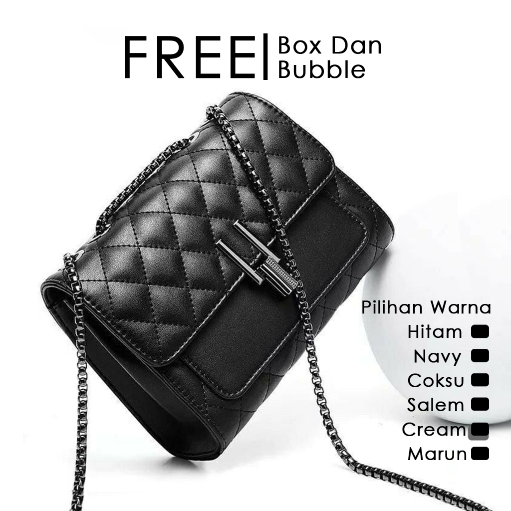 Jual Tas selempang wanita tali rantai sling bag cewek hand bag polos shoulder bag cewe trendy ...