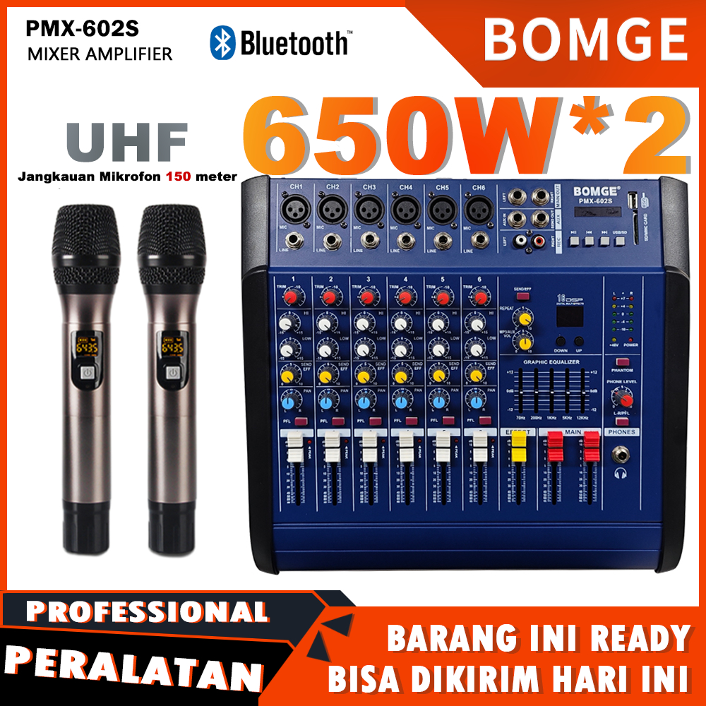 Jual BOMGE PMX 602 Professional Audio Mixer with USB DJ Sound Mixing Console MP3 Jack 6 Channel ...