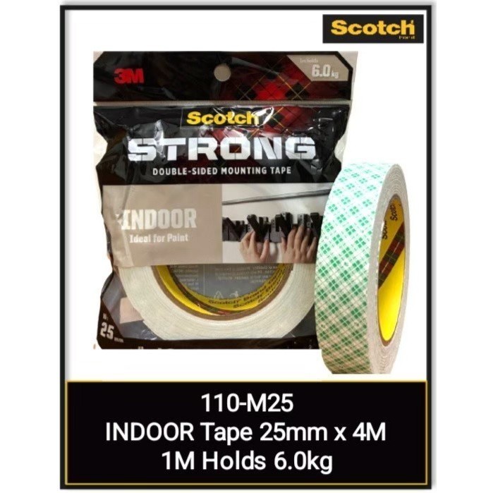 Jual SCOTCH DOUBLE TAPE MOUNTING 25MMX4M 110-M25 / SCOTCH INDOOR TAPE 25MM x 4M 110 - M25 ...