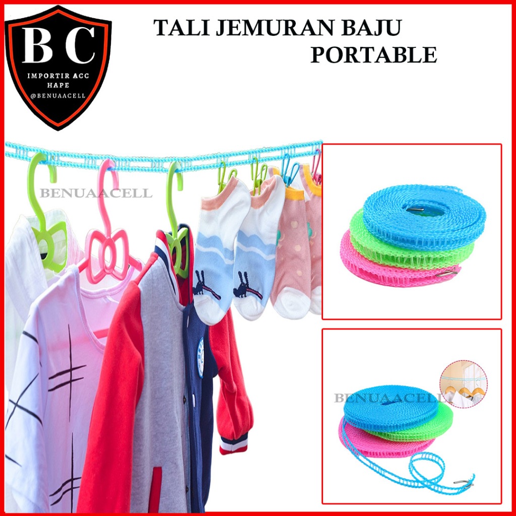 Jual TALI GANTUNGAN JEMURAN PAKAIAN / TALI JEMURAN BAJU PORTABLE DENGAN ...