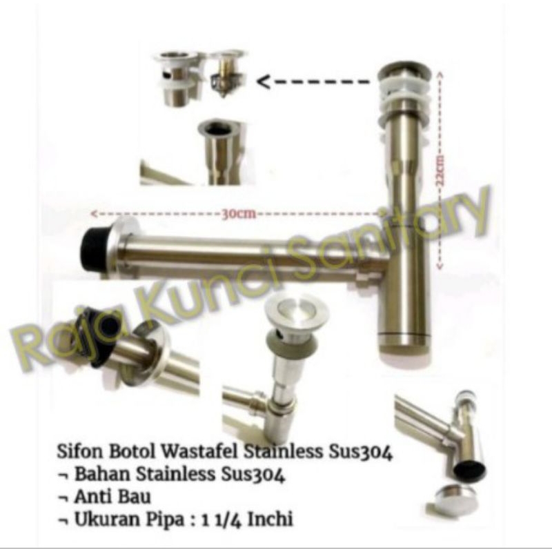 Jual Sifon Wastafel Stainless SUS 304/Sifon Botol Wastafel/Afur ...