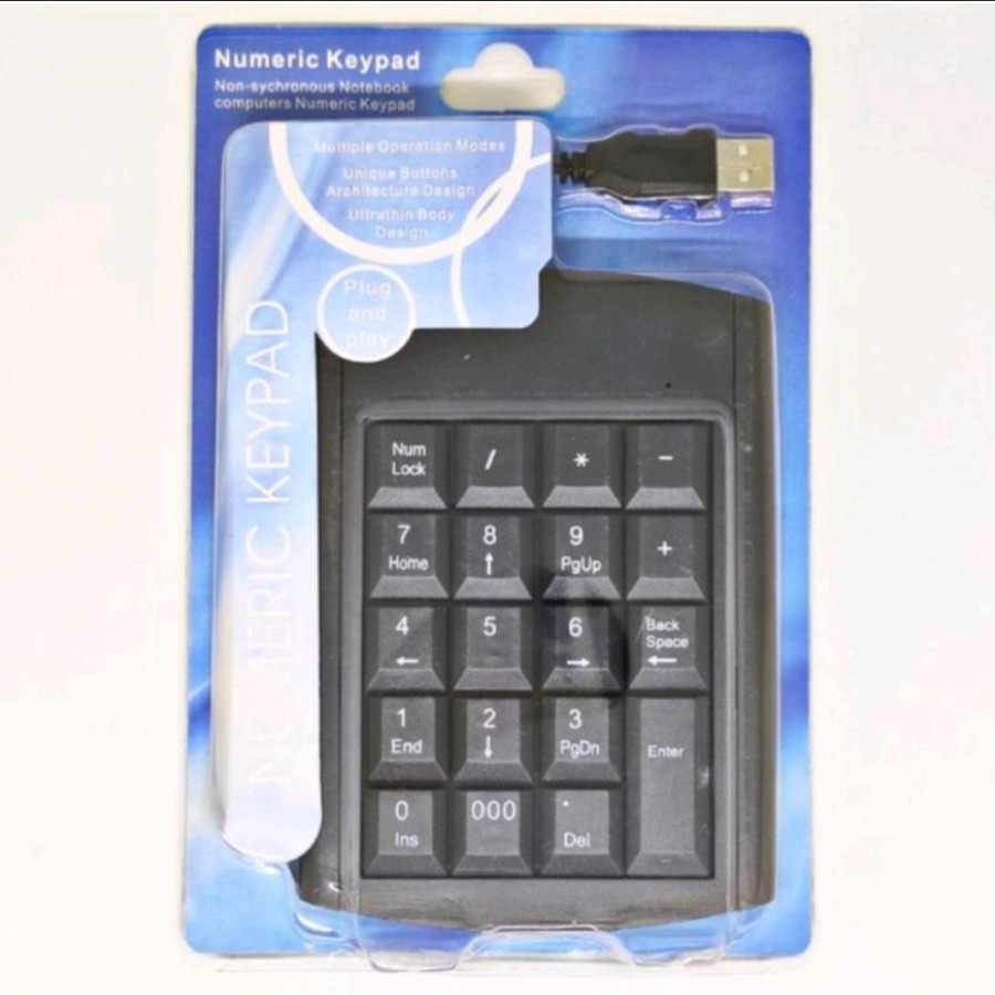 Jual Keyboard numeric VN wired 19 keys membrane keypad numerik angka ...