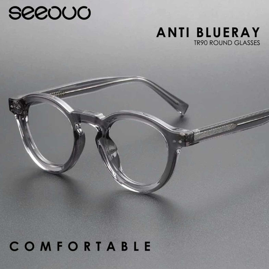 Jual Seeouo Kacamata Antiradiasi Blueray Model Bulat Kecil Bisa Minus Bahan TR90 Ringan Fashion ...