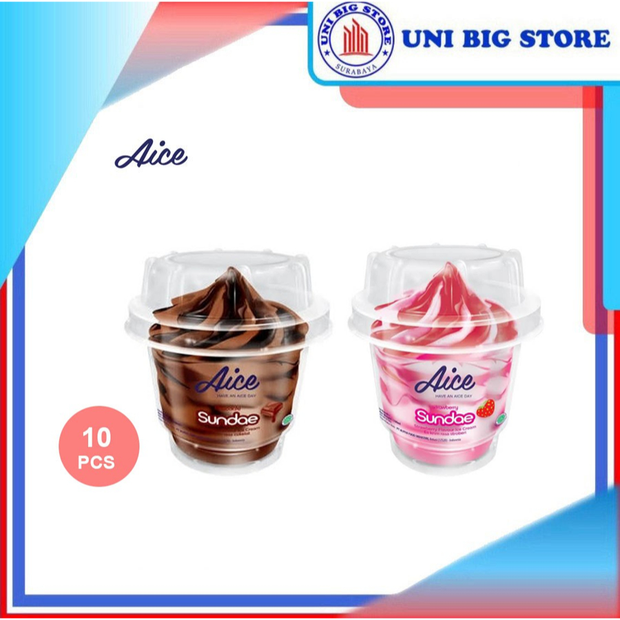 Jual AICE Ice Cream Chocolate | Strawberry Sundae Cup 100 ml x 10 pcs ...