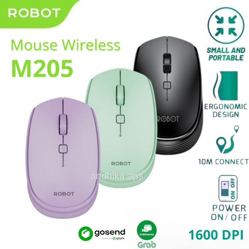 Jual Mouse Wireless Optical 2.4Ghz 800-1200-1600DPI Power ON/OFF Robot M205 | Shopee Indonesia