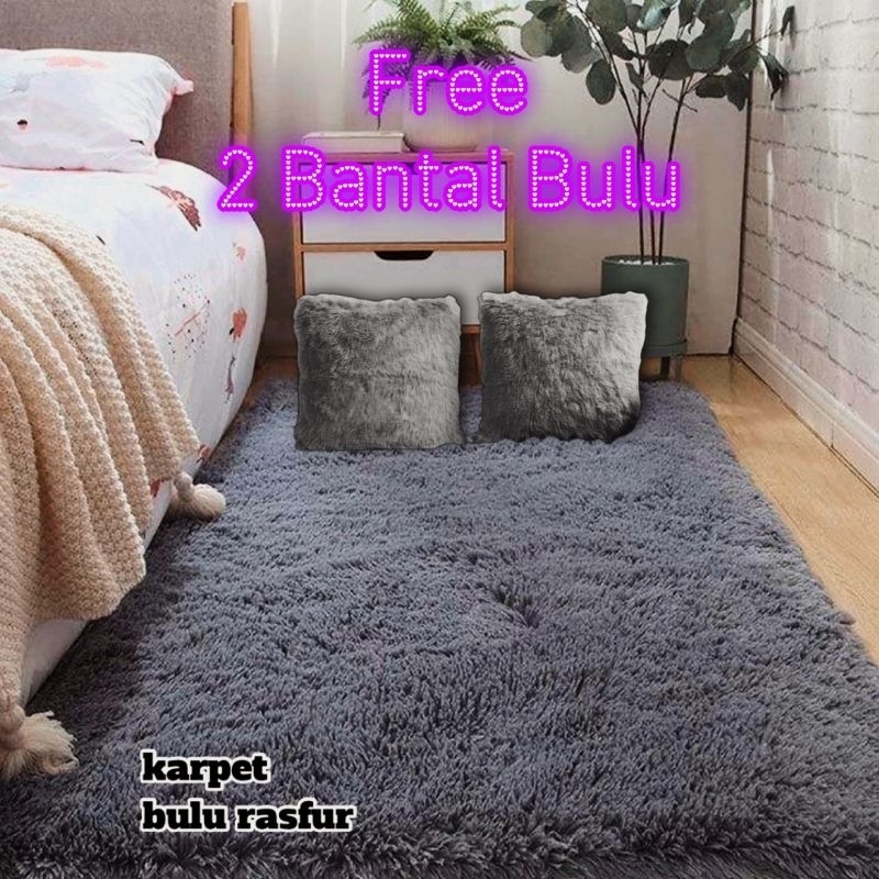 Jual Surpet Karpet Bulu rasfur Free 2 bantal Dalam Ruangan uk 160 x 100 ...