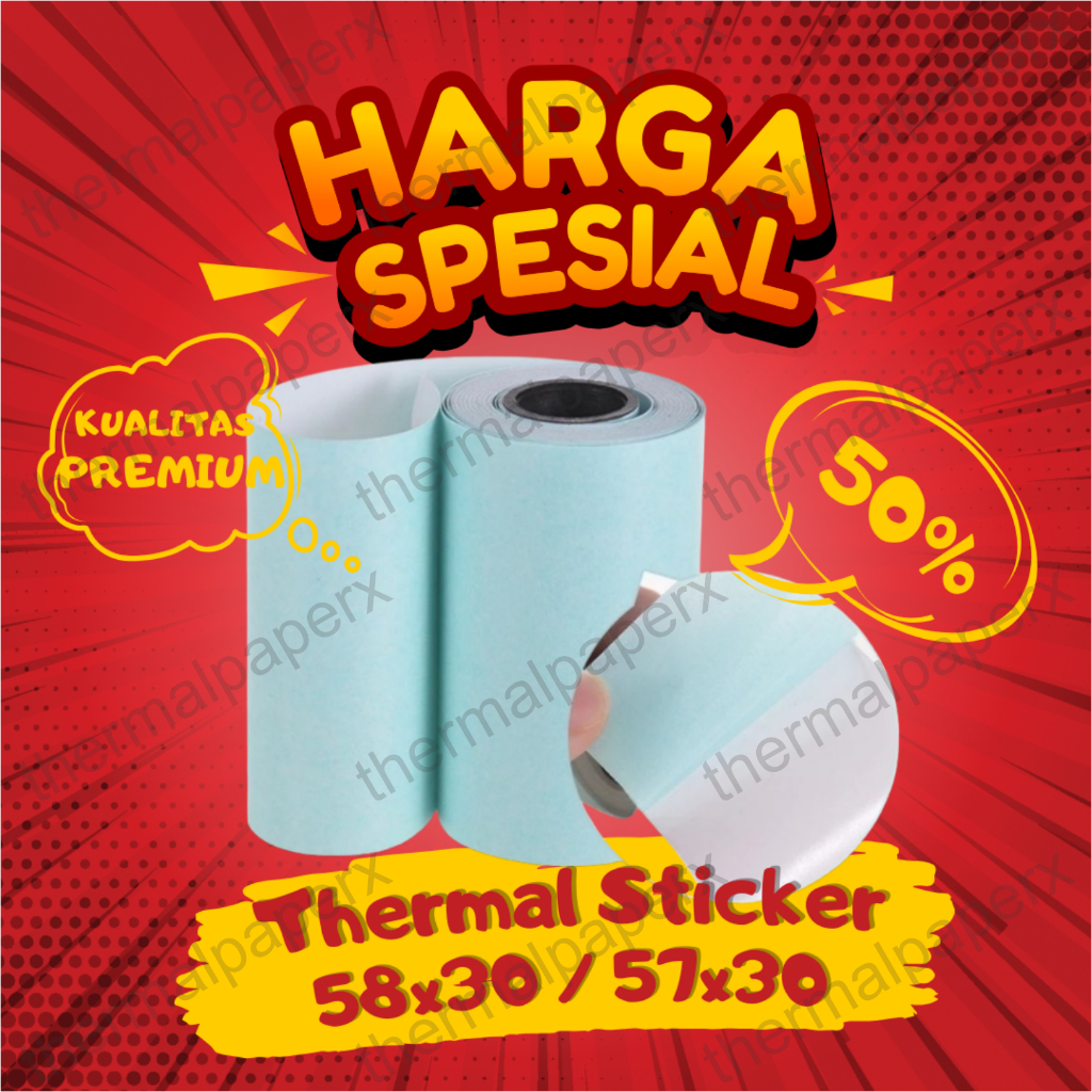 Jual KERTAS STICKER LABEL 58MM STIKER LABEL 57X30 58X30 & KERTAS ...