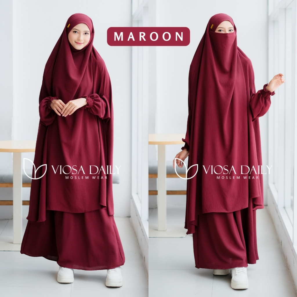 Jual Mecca French Khimar Set Rok Umrah Haji Plus Cadar Tali | Shopee ...