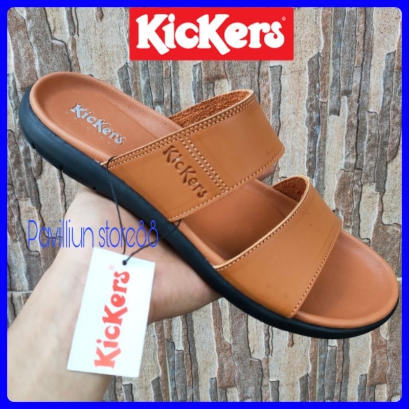 Jual sandal pria Kickers kulit asli. sendal selop slide best seller ...