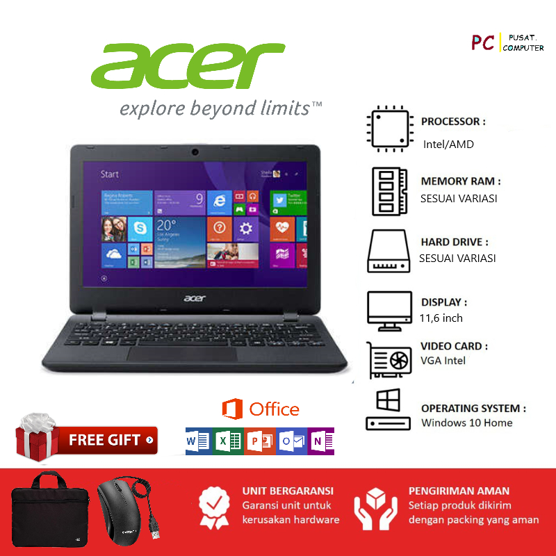 Jual NOTEBOOK ACER ASPIRE 12 INCH RAM 4GB WINDOWS 10 | Shopee Indonesia