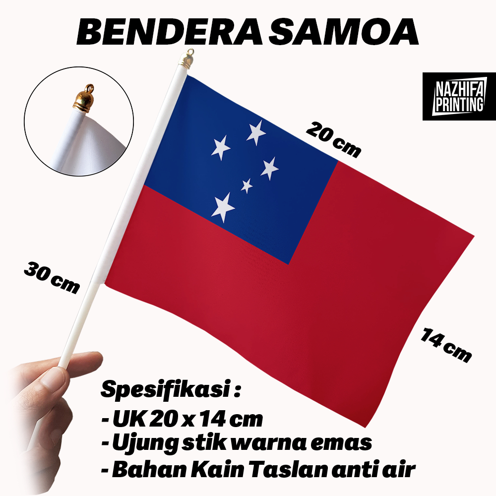 Jual Bendera Stik Tangan Negara Samoa ( Sudah termasuk tongkat stik ...