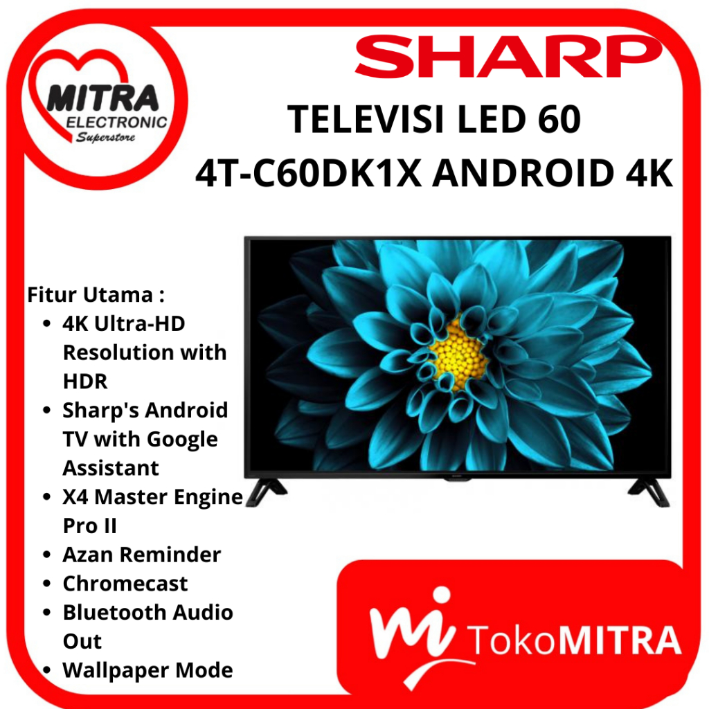 Jual TELEVISI LED 60 SHARP 4T-C60DK1X ANDROID 4K | Shopee Indonesia