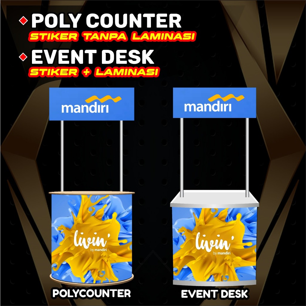 Jual Event Desk Custom Bank Mandiri Livin / Polycounter Oval Large ...