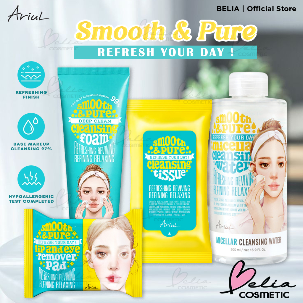 Jual BELIA ARIUL Smooth & Pure | Cleansing Foam 50mL 100ml | Micellar ...