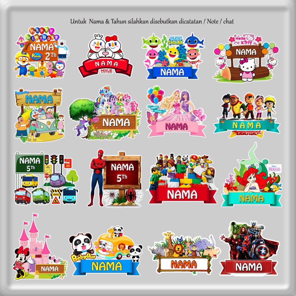 Jual Topper cake Custom Karakter Pororo | mixue | barbie | spiderman ...