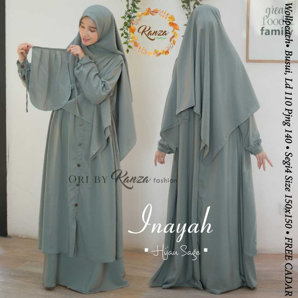Jual Set Baju Muslim Gamis Umroh Lebaran Wanita Inayah Syari Cadar ...