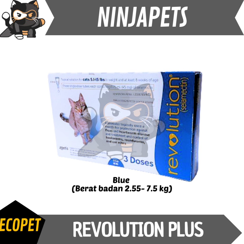 Jual REVOLUTION PLUS BIRU 0.75 ml / TUBE OBAT TETES KUTU CACING KUCING ...
