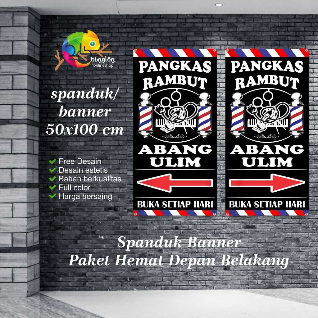 Jual Spanduk Banner 50x100 Plang Pangkas Rambut Custom Desain | Shopee ...