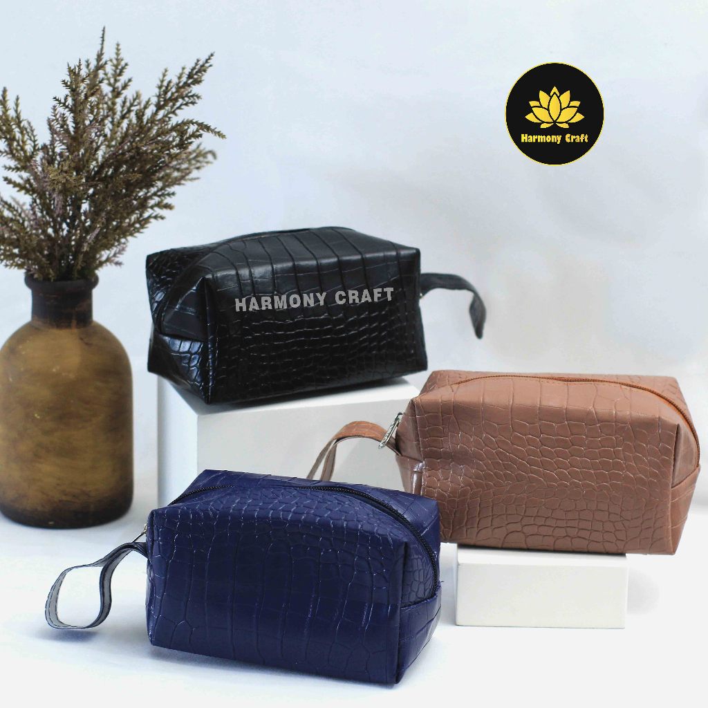 Jual Dompet Kubus Pouch make up motif Croco untuk souvenir pernikahan ...