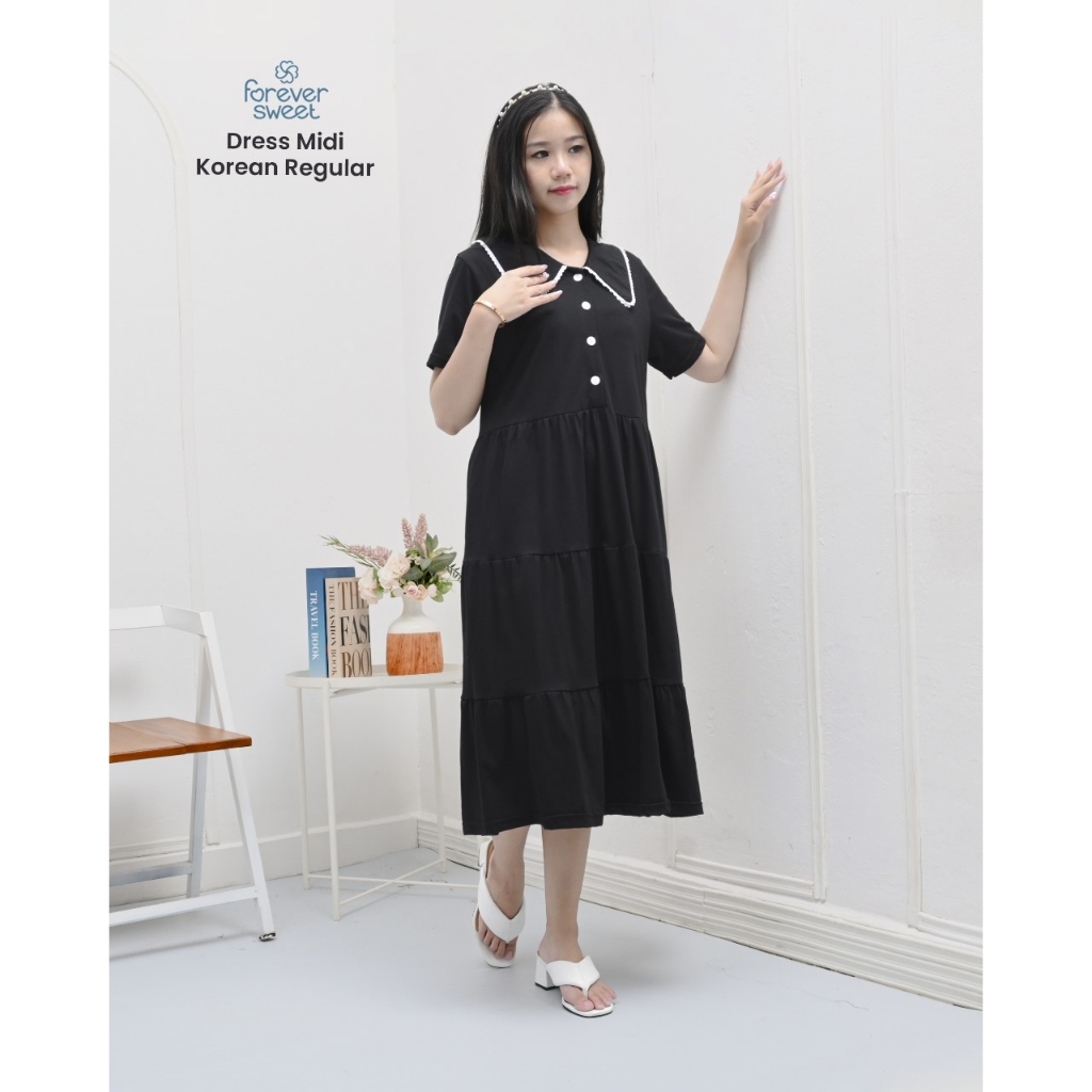 Jual FOREVER SWEET Home Dress Korean Style Daster Midi Wanita | Shopee ...