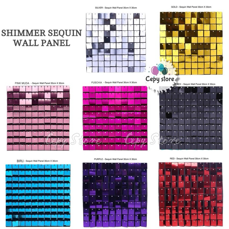 Jual ( 5 PCS ) Square Sequin Wall Panel / Shimmer Sequin / Backdrop ...