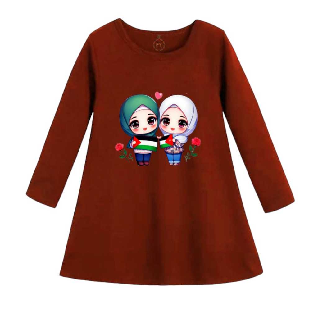 Jual Tunik Anak Perempuan Dress Muslim Anak Cewek Gambar Palestina ...