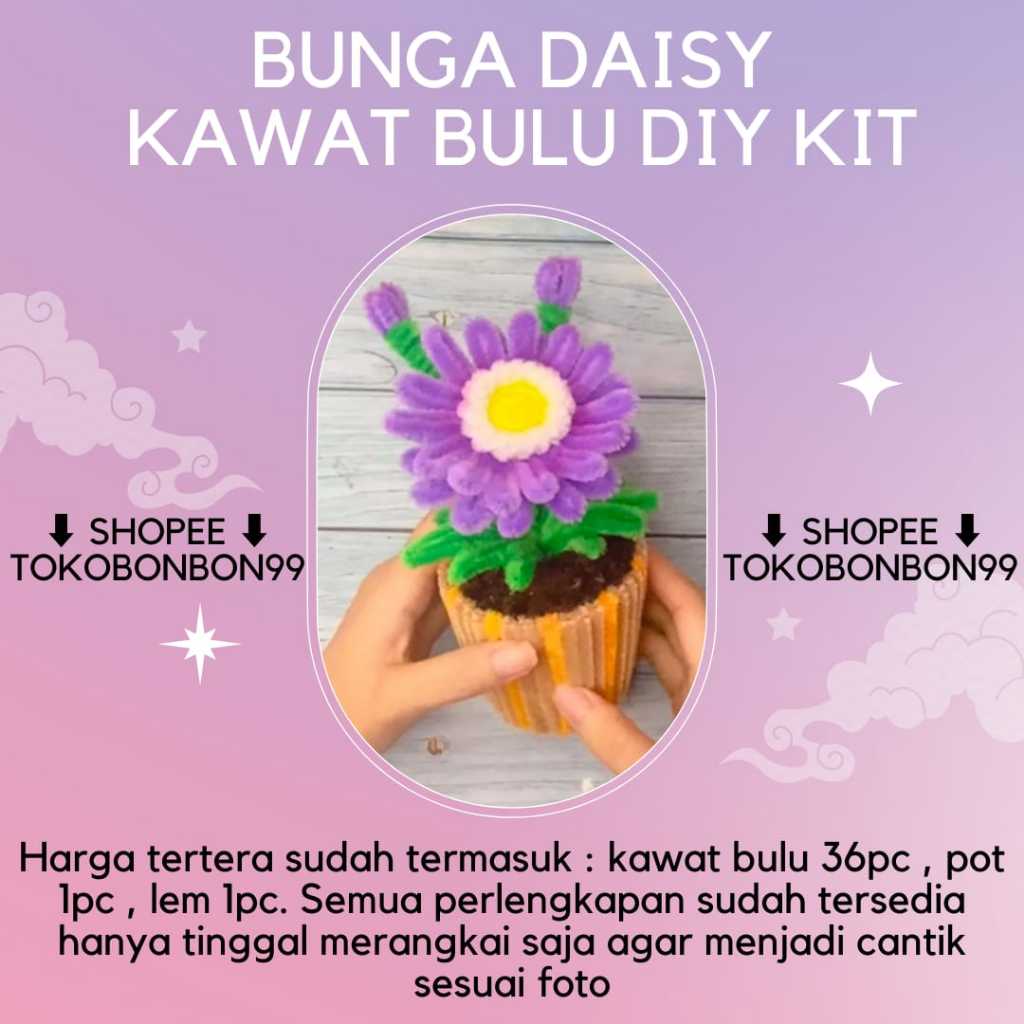 Jual Bunga Daisy Pot Kawat Bulu (DIY KIT) | Shopee Indonesia