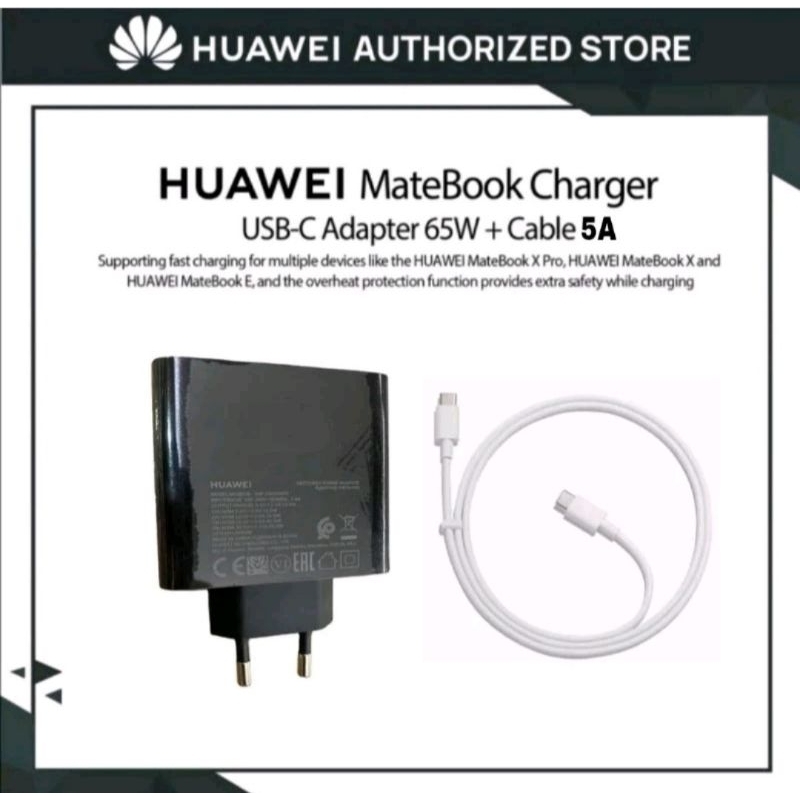 Jual HUAWEI Charger Laptop 65W+Kabel C to C 3,3A Original | Shopee ...