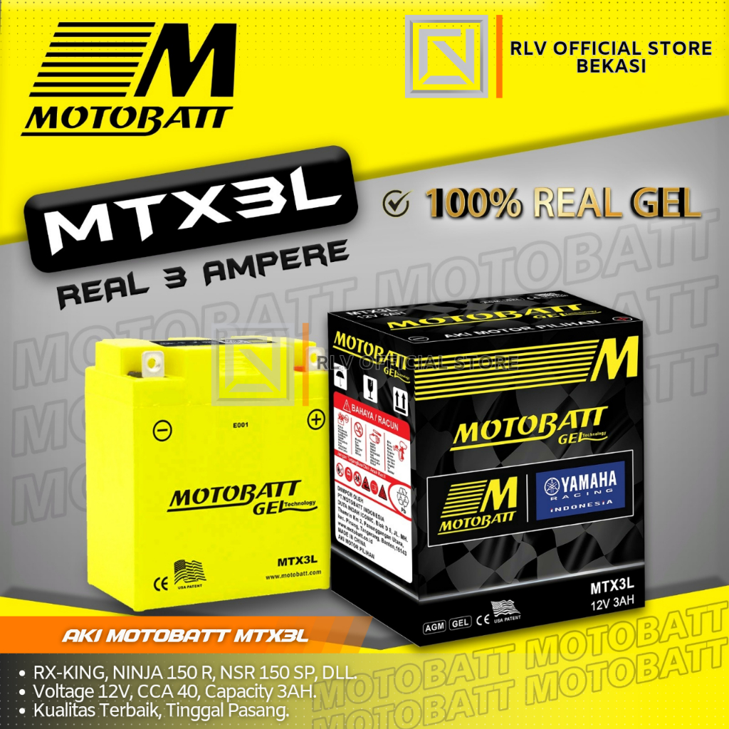 Jual AKI MOTOBATT MTX3L UNTUK YAMAHA RX KING SATRIA HIU NINJA 150R NSR ...
