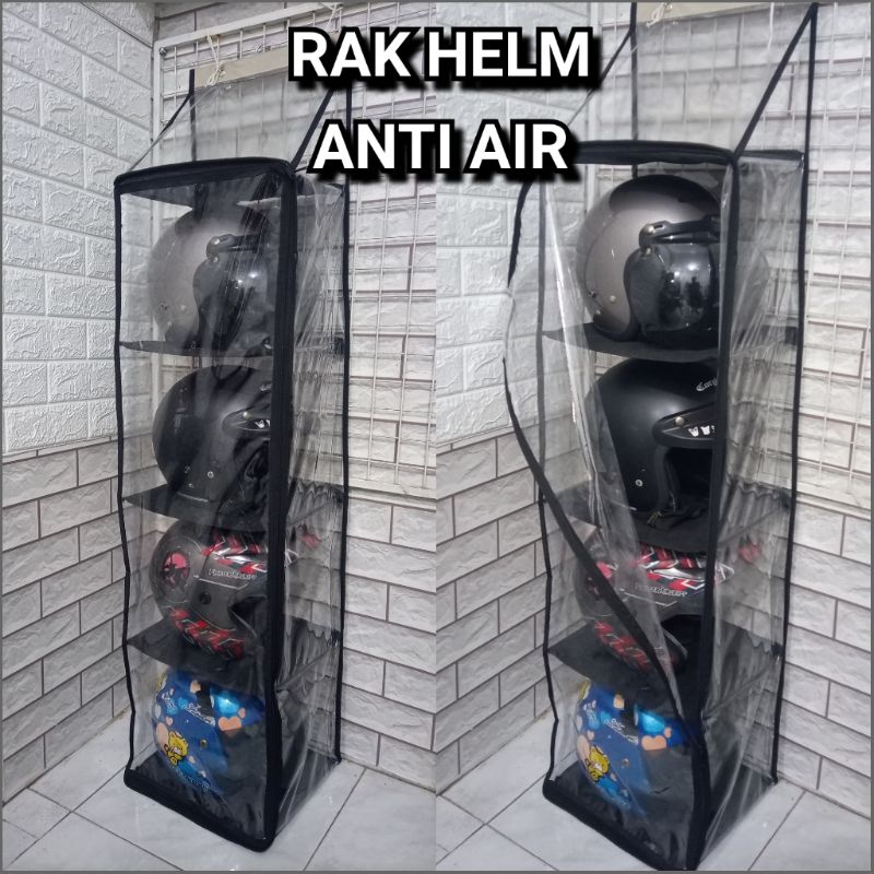 Jual RAK HELM 4 RUANG UNTUK HELM DEWASA TRANSPARAN ANTI AIR BAHAN MIKA ...