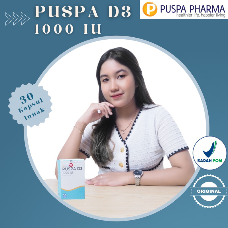 Jual Puspa D3 1000 - Vitamin D3 1000 IU - isi 30 soft capsule - Untuk Menjaga kesehatan Tulang ...