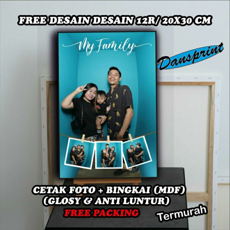Jual CETAK FOTO + BINGKAI FREE DESAIN UK 20X30 CM (12R) | Shopee Indonesia