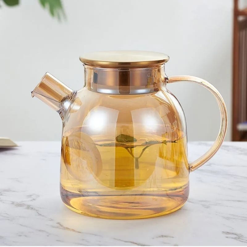 Jual Teko Air Kaca Gold 1800 ml Botol Air Water Jug Pitcher Teko Air 1. ...