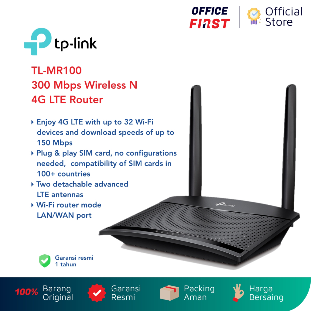 Jual TP-Link TL-MR100 300 Mbps Wireless N 4G LTE Router TL MR100 Link ...