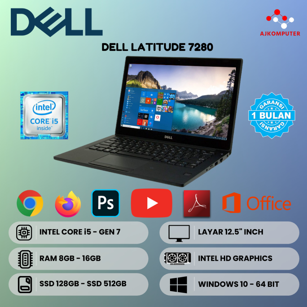 Jual DELL LATITUDE 7280 CORE i5 / i7 GEN 7 SECOND MURAH BERGARANSI ...