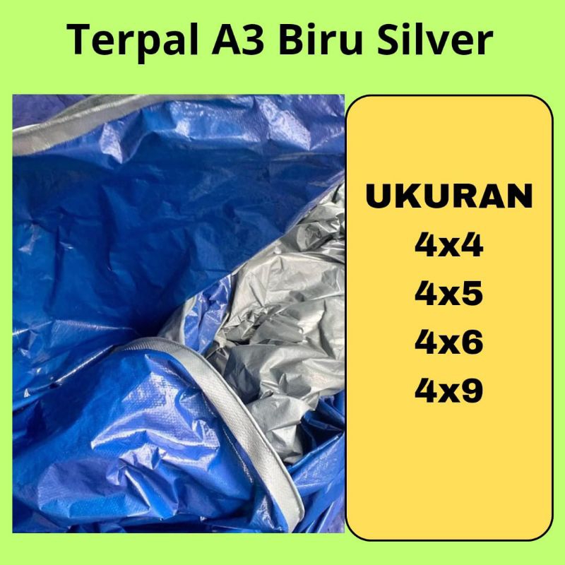 Jual Terpal Plastik A3 UK 4X4/ 4X5/ 4X6/4X9/ Biru Silver/ Terpal ...