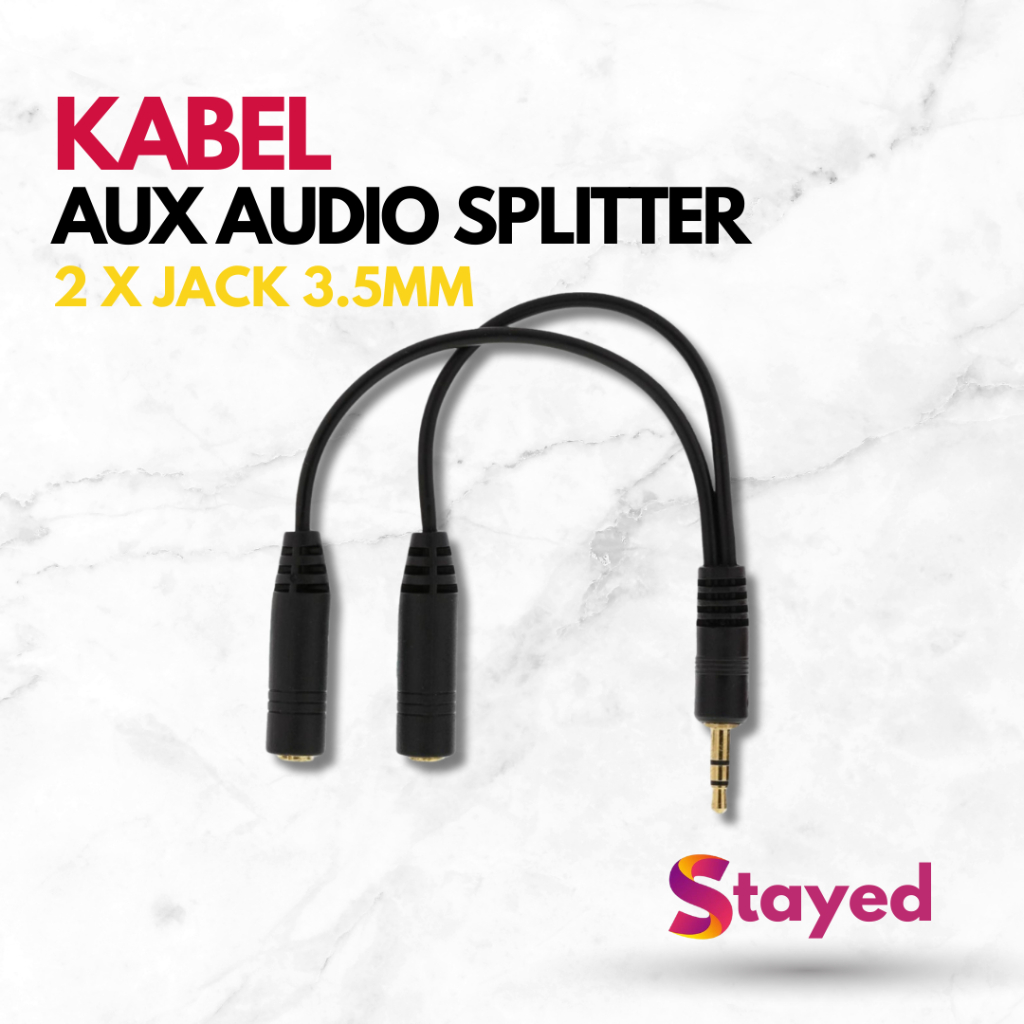Jual Kabel AUX Audio Splitter HiFi Jack 3.5mm to Female Dual 2 Port 2x3 ...