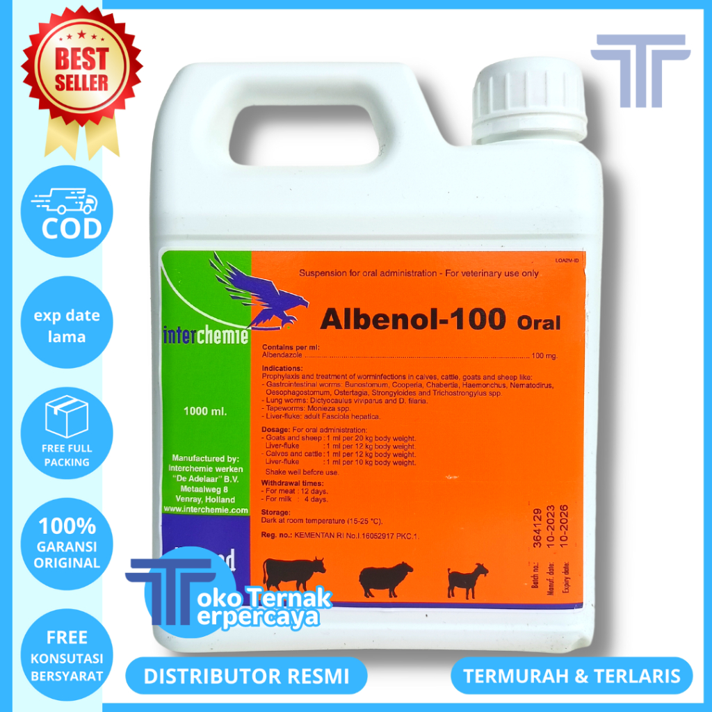 Jual ALBENOL 100 ORAL 1 LITER - Obat Cacing Sapi Cair - Obat Cacing ...
