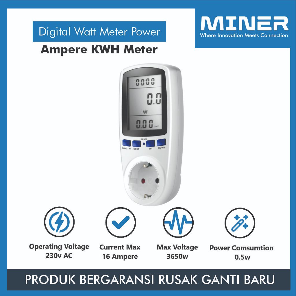 Jual MINER Digital Watt Meter Pengukur Daya Arus Listrik KWH Meter | Shopee Indonesia