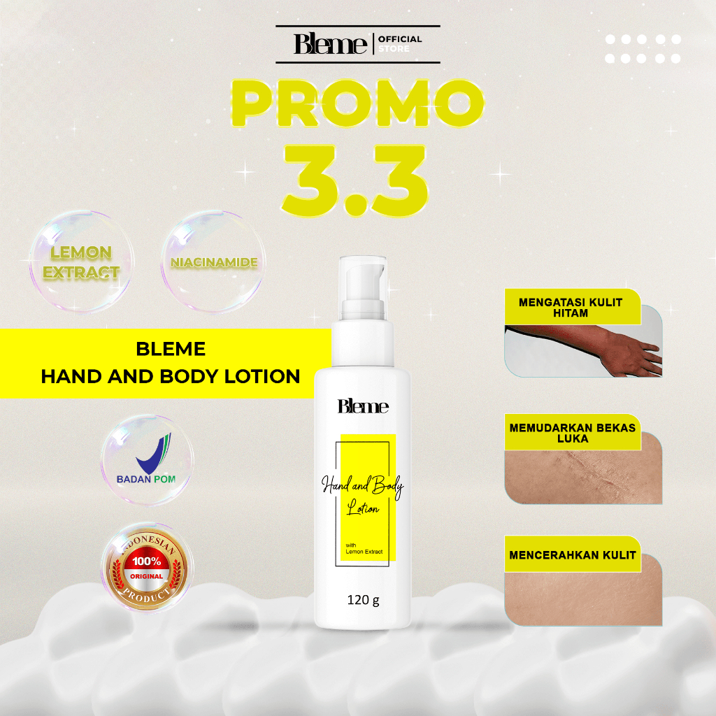Jual Bleme Whitening Body Lotion Pemutih Tubuh Instan Permanen With Lemon Extract 120 | Shopee ...