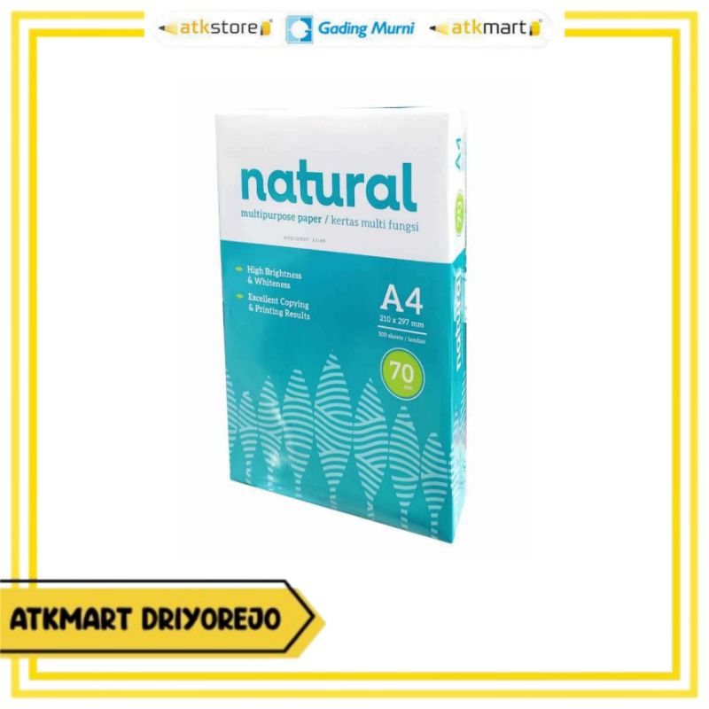 Jual NATURAL KERTAS HVS A4 70GSM | Shopee Indonesia