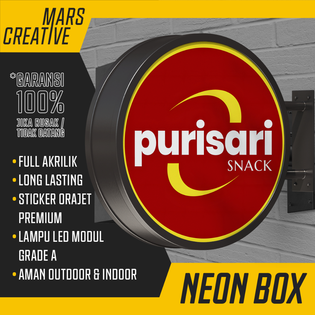 Jual Neon Box Indoor Outdoor Ukuran 50cm x 120cm Premium Custom 2 Sisi ...