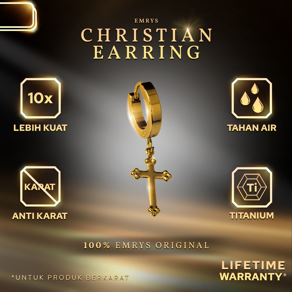 Jual BUY 1 FREE 1 GIFT Emrys CHRISTIAN Salib 1 PCS Anting Tindik ...