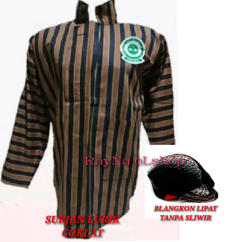 Jual SET BAJU LURIK PRIA / LAKI TRADISIONAL ADAT JAWA | SURJAN LURIK COKLAT HITAM & BLANGKON ...