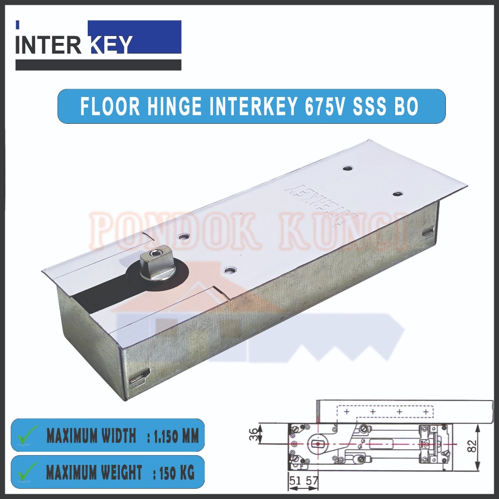 Jual Engsel Lantai Tanam Floor Hinge INTERKEY 675V Beban 150 Kg Floor Spring | Shopee Indonesia