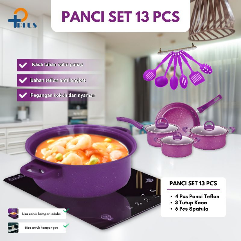 Jual [ Pplus ] Cookware Panci Set Wajan Penggorengan Spatula Set Isi ...