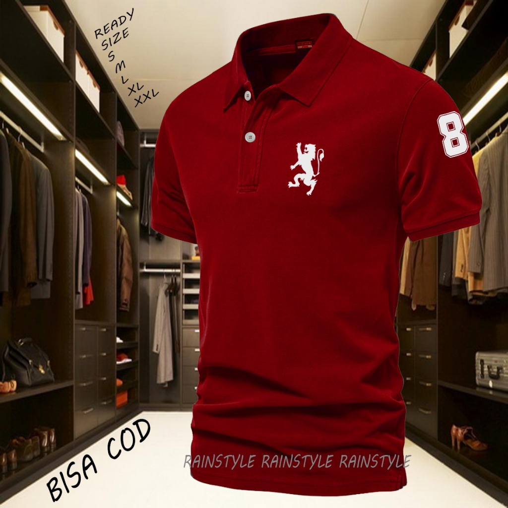 Jual COD T-shrit Kaos POLO kerah Singa Lengan 8 Text Putih Kaos Kerah Dewasa Shirt / Kaos Wangki ...