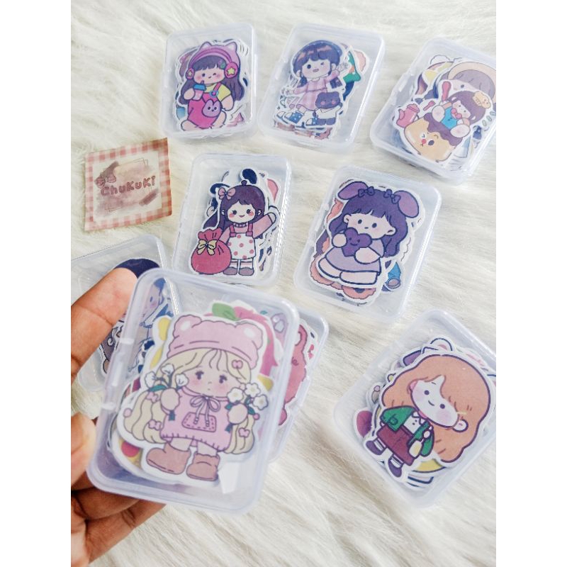 Jual Stiker lucu dengan box mika kecil motif cute girl | Shopee Indonesia