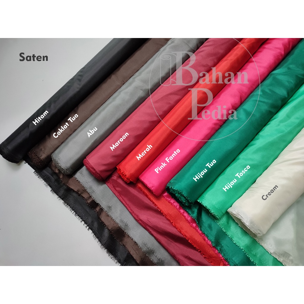 Jual [Meter] Kain Bahan Saten Satin Lemas Kilap 100 x 150 cm Warna ...